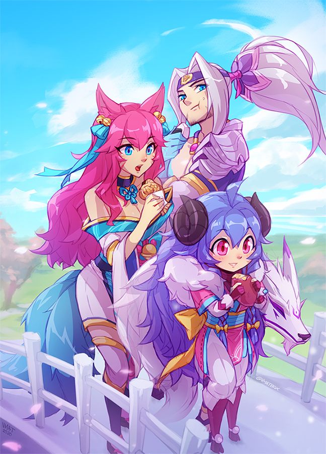 Spirit Blossom Kindred with Ahri and Yasuo! Art by @vmatbox | Scrolller
