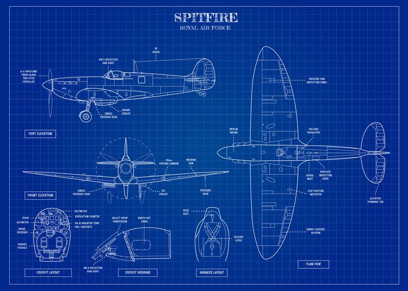 SPITFIRE mk.1 Blueprint [840x600] | Scrolller