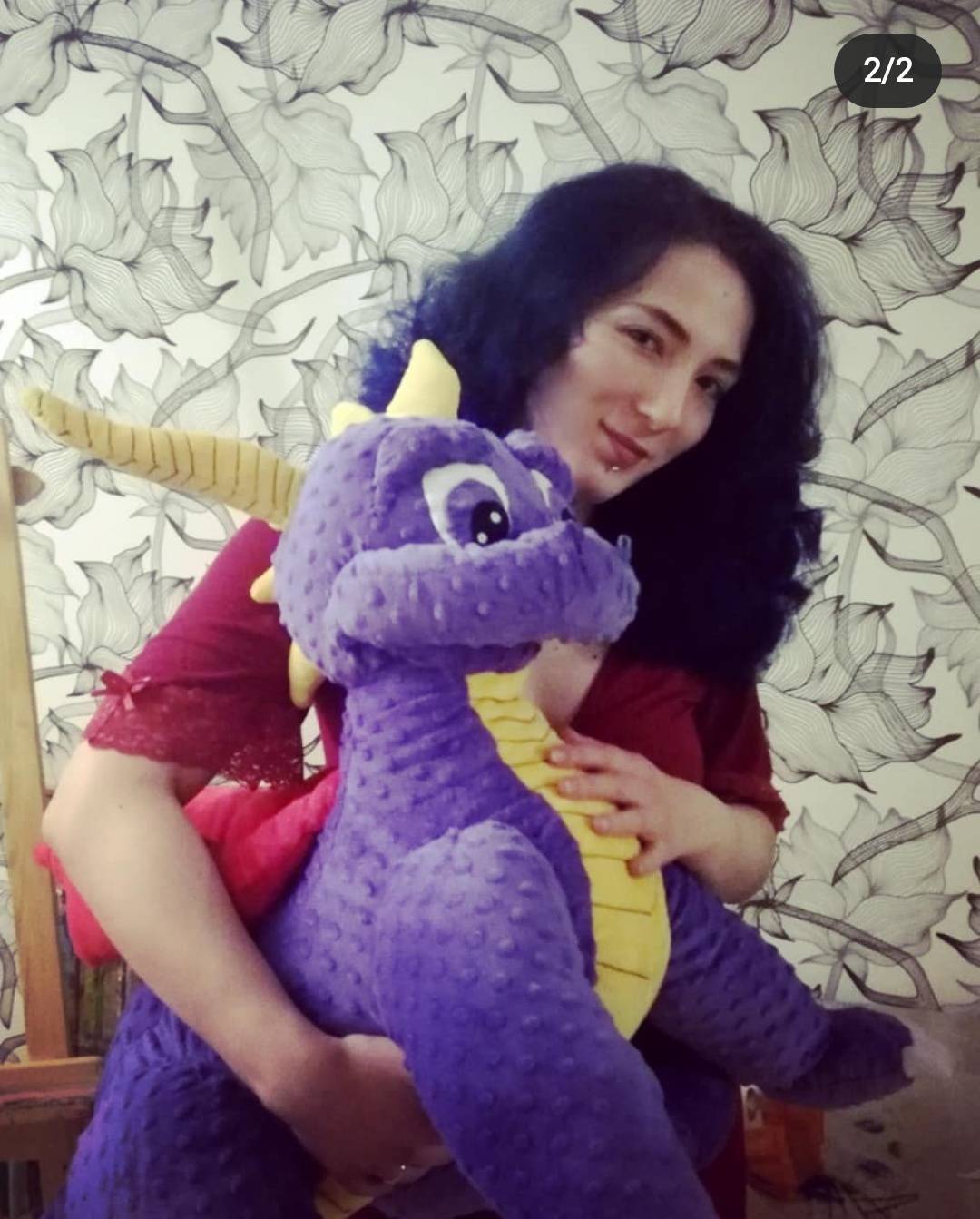 Spyro soft toy sewed by my wife. She did it for the second time in her life and tried her best ...