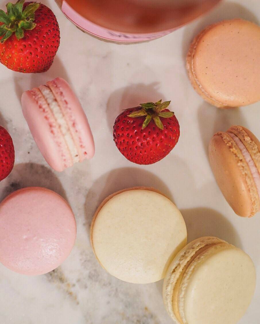 Strawberry Balsamic, Salted Caramel & Rosé Macarons | Scrolller