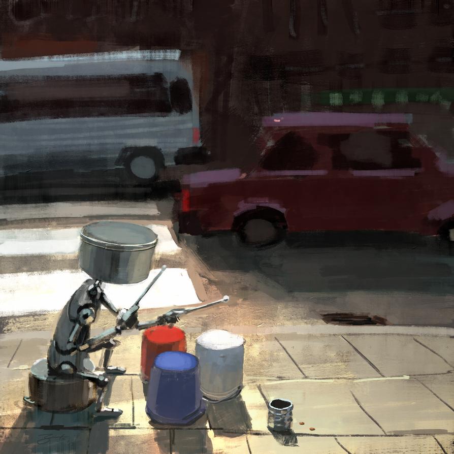 Street Drummer by GorosArt/Goro Fujita | Scrolller