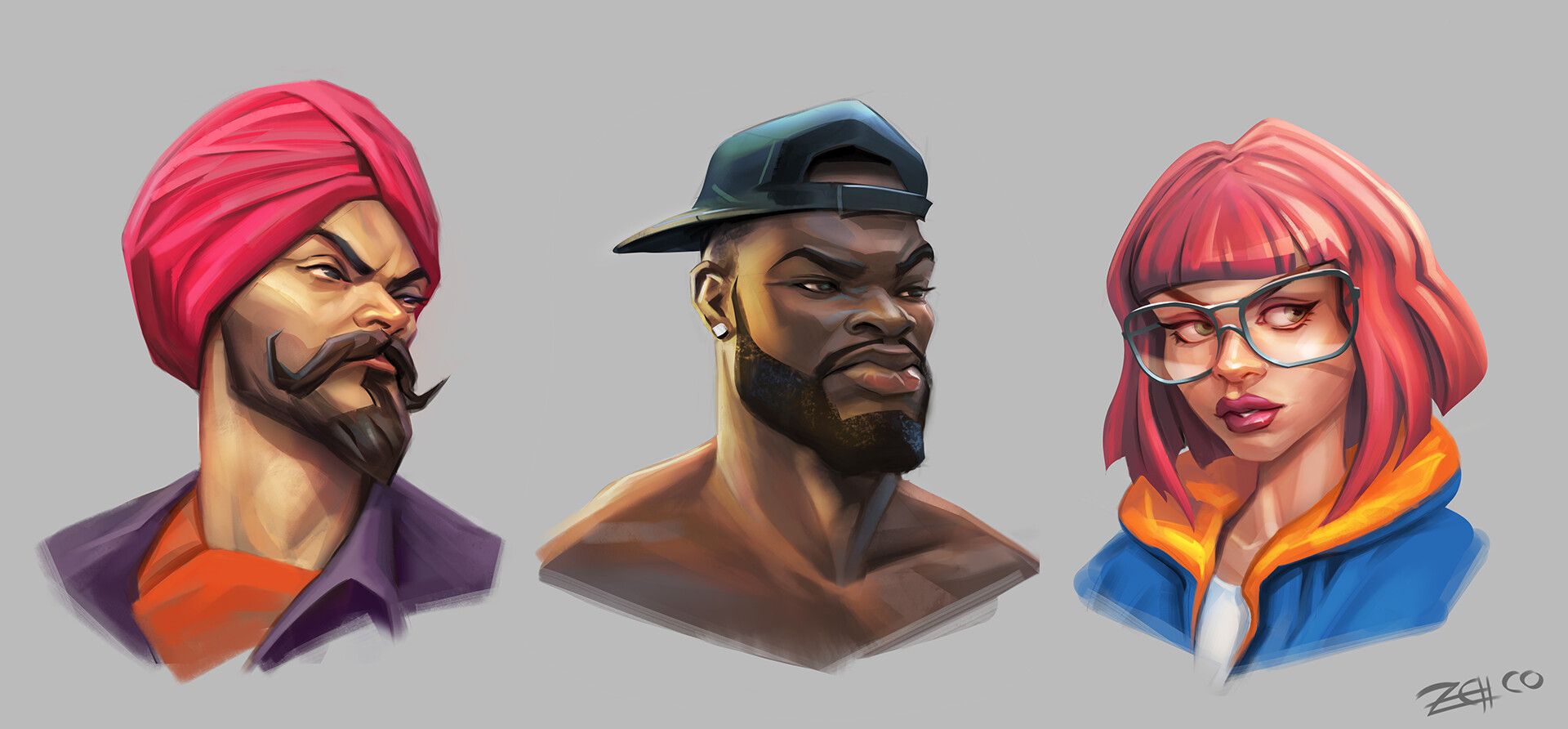 Stylized portraits exercise. 02, Zach Cohen | Scrolller