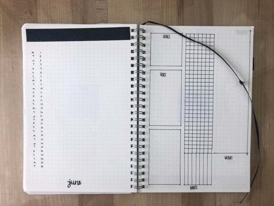 Super Clean Minimalist Monthly Spread with Habit and Weight Tracker | Scrolller