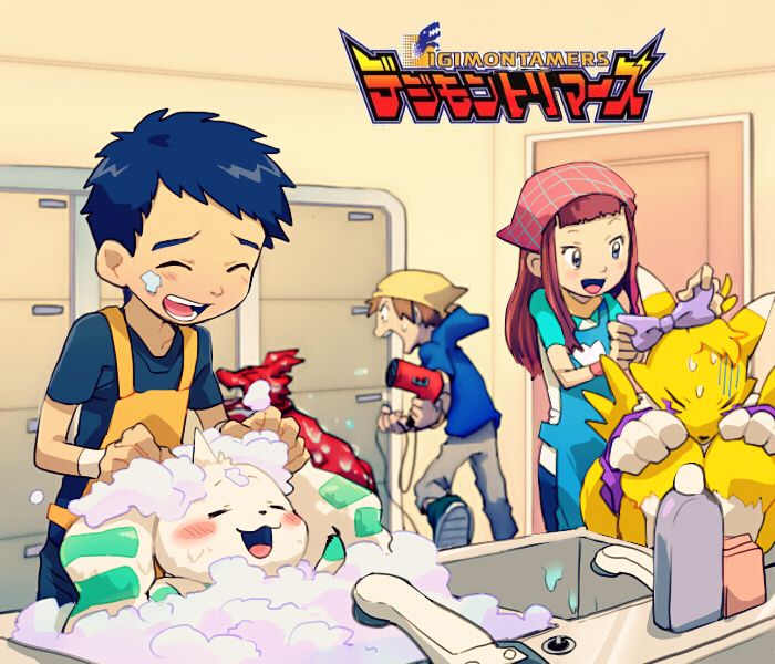 Takato, Guilmon, Rika, Renamon, Henry and Terriermon by TKG | Scrolller