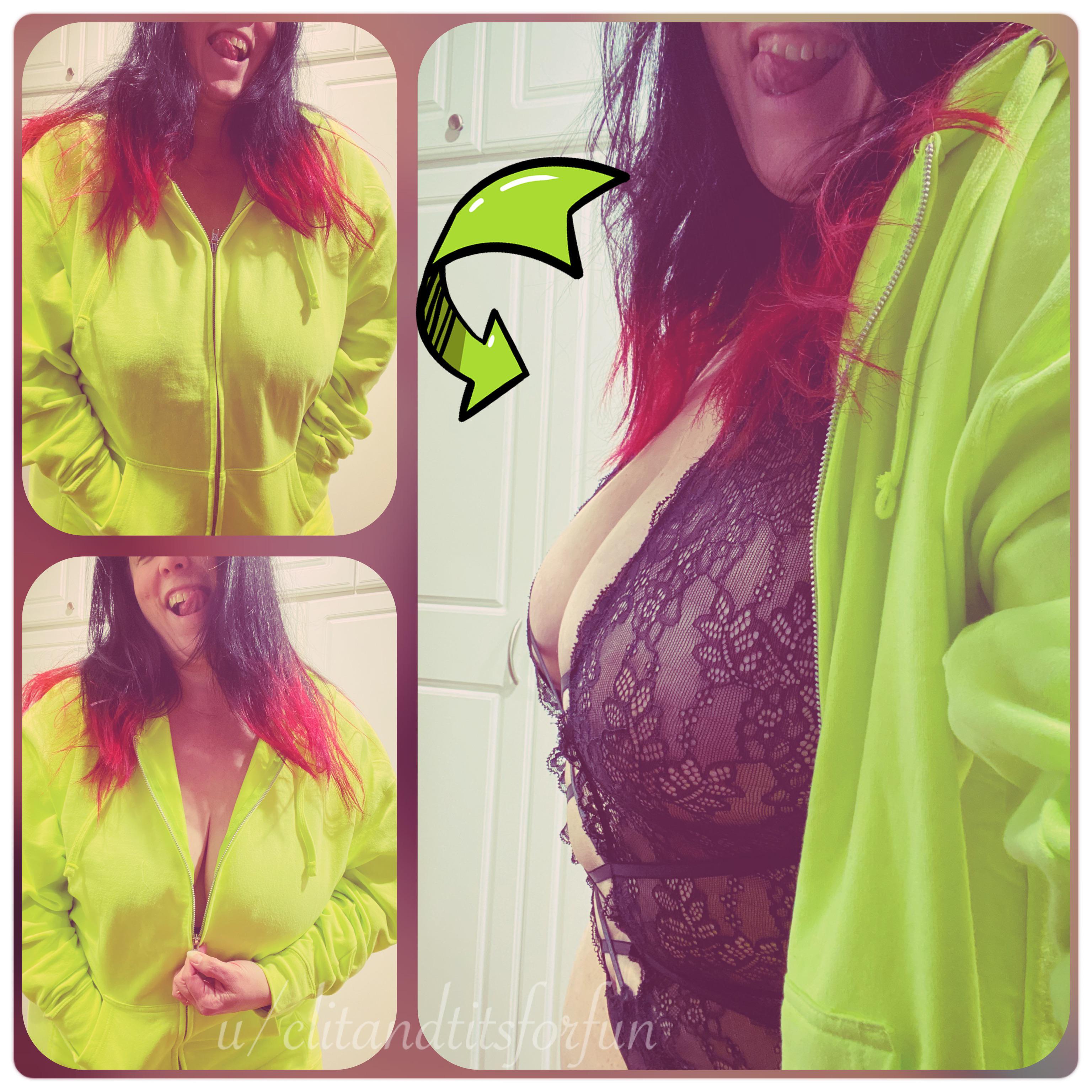 Take a peek inside my hoodie. 💚 💋 (mod entry just for fun) | Scrolller