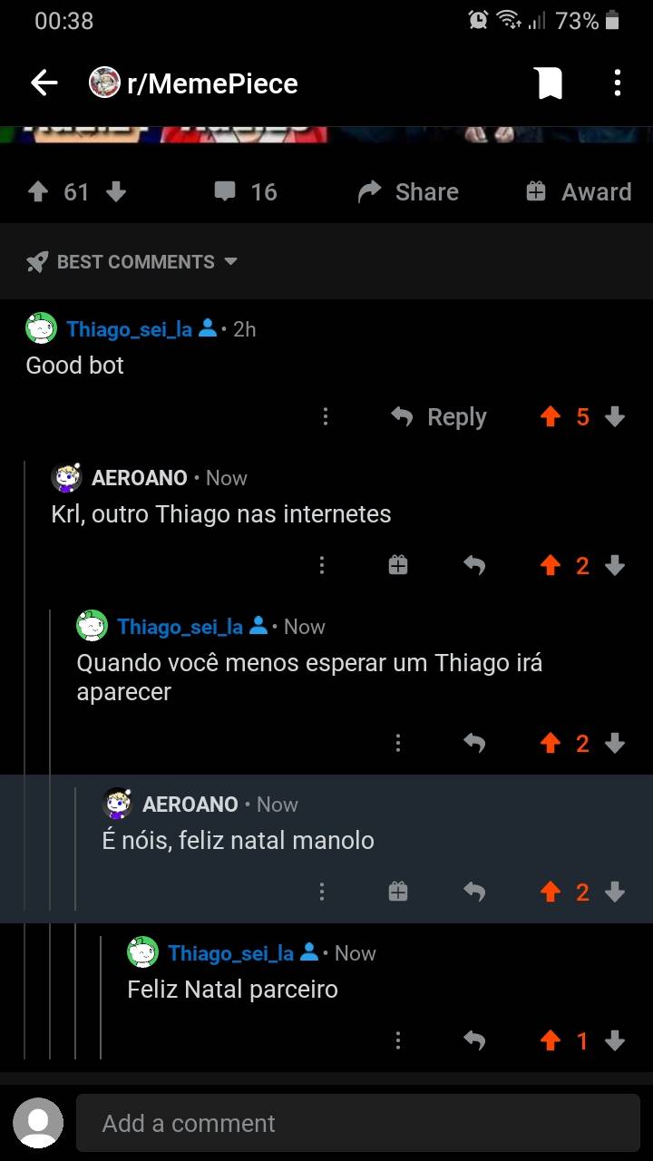 Tava navegando pelos reddits de one piece e acabei sendo achado por outro Thiago | Scrolller