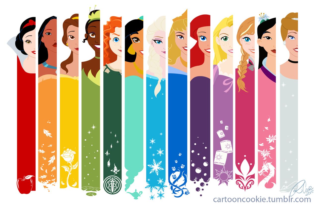 Technicolor Disney Princess by CartoonCookie | Scrolller