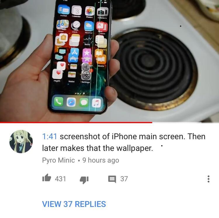 TechRax uses a screenshot as wallpaper on IPhone X to make it look like a glitch after boiling ...