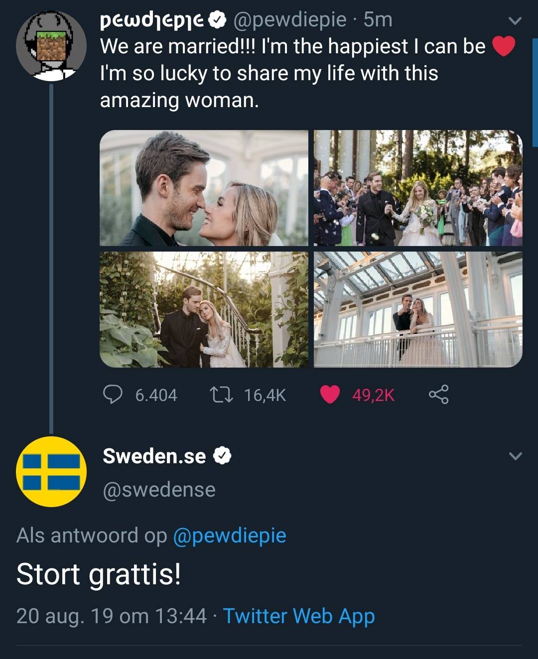 Thank you Sweden, very cool! Congrats to Felix and Marzia! | Scrolller
