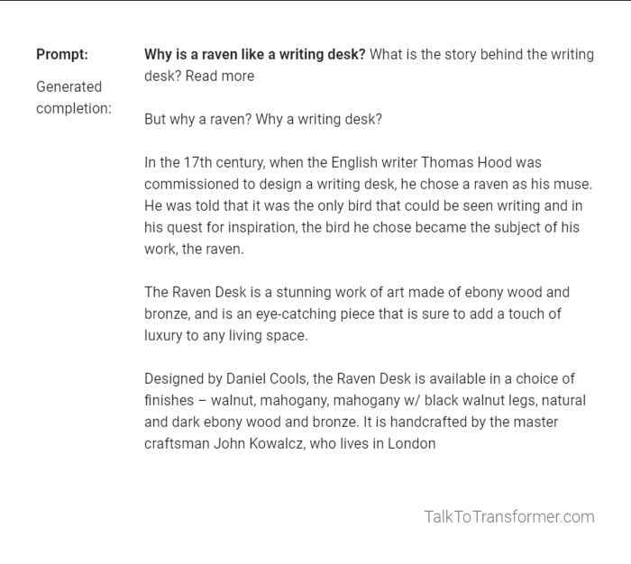 Thanks to TalkToTransformer and modern AI/ML, we now know the answer. | Scrolller