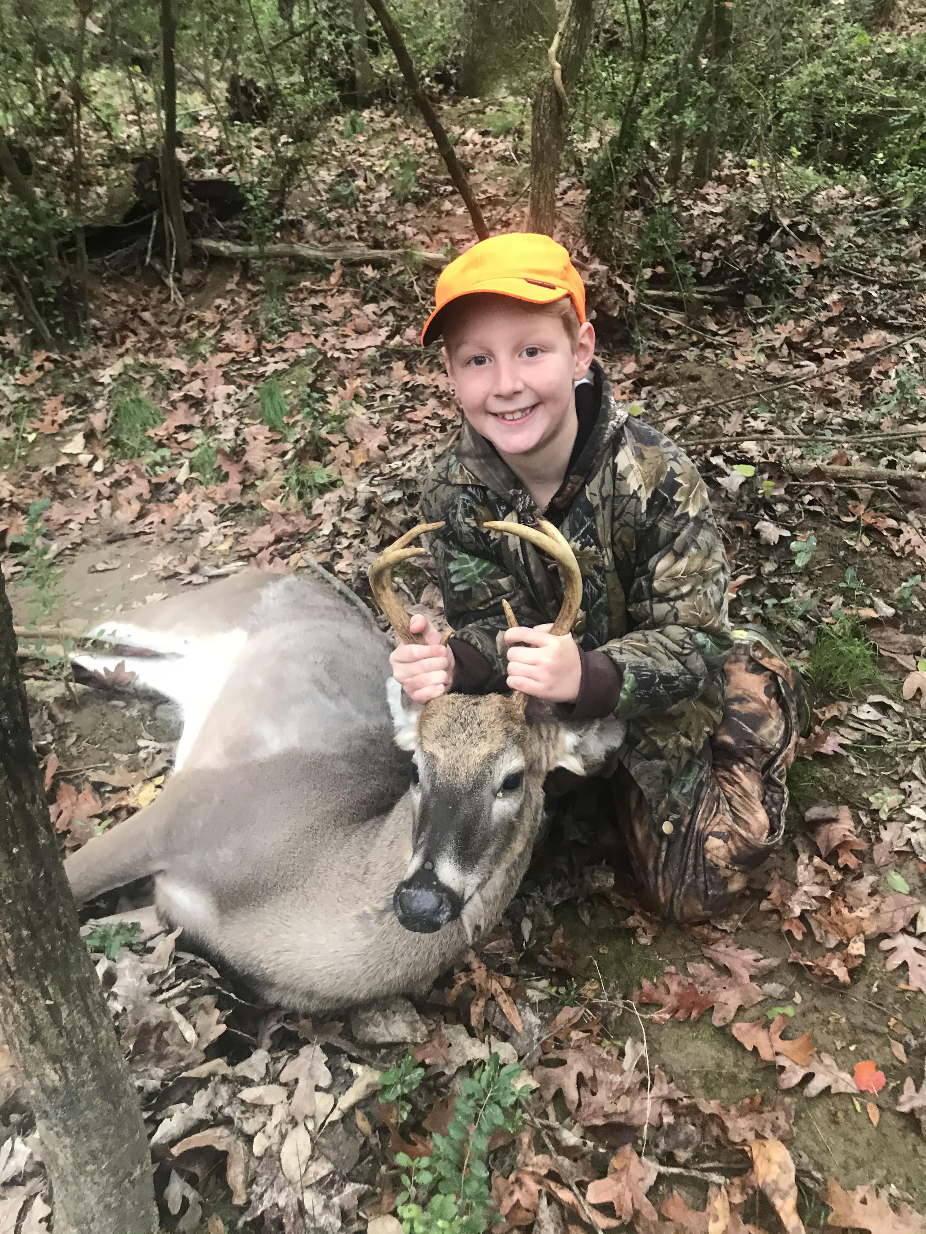 Thanksgiving Morning Buck. Congratulations to our 7 year old grandson on his 1st buck. | Scrolller