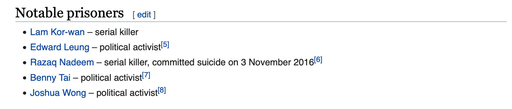 The CCP's mindset in a nutshell: list of "notable prisoners" at Shek Pik Prison in HK | Scrolller