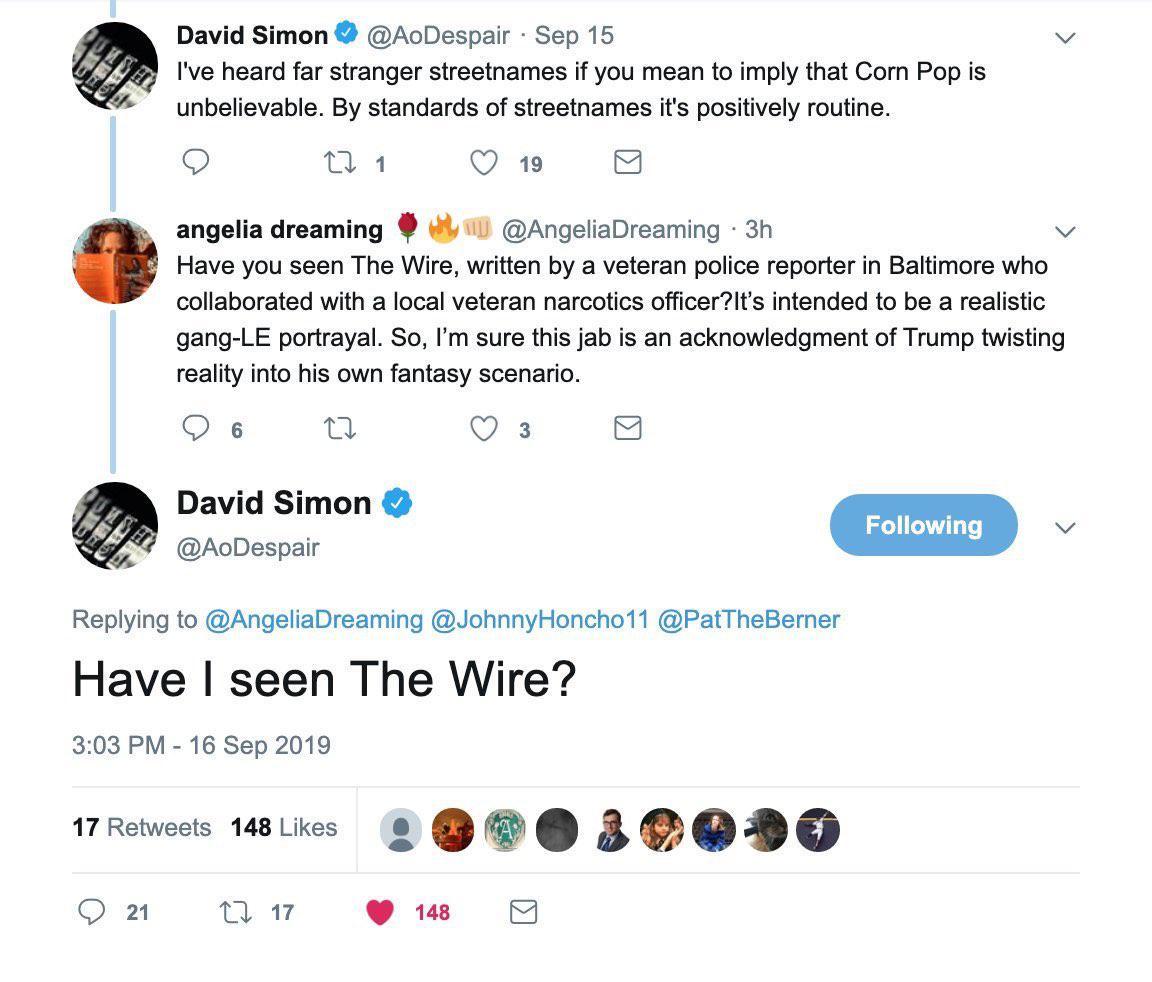 The creator of The Wire is being suggested he should check out The Wire. | Scrolller