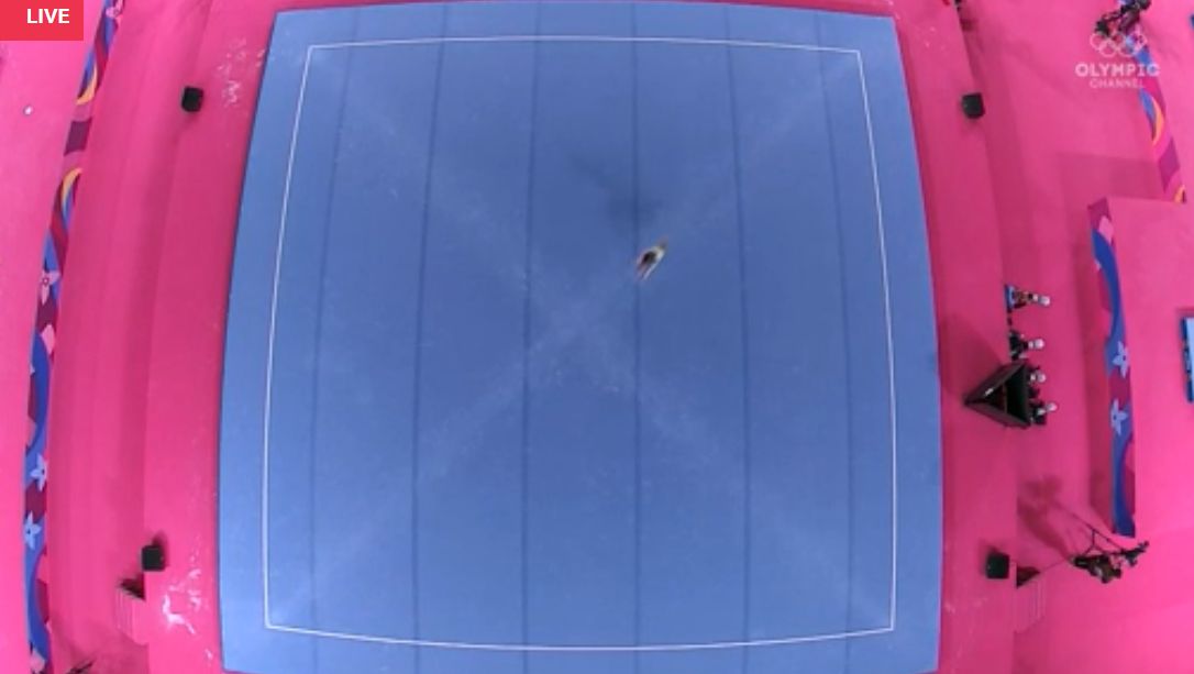 The diagonals where gymnasts do their tumbling passes | Scrolller