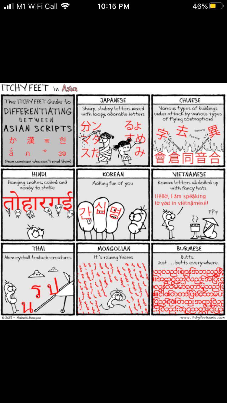 The different Asian languages made easy | Scrolller