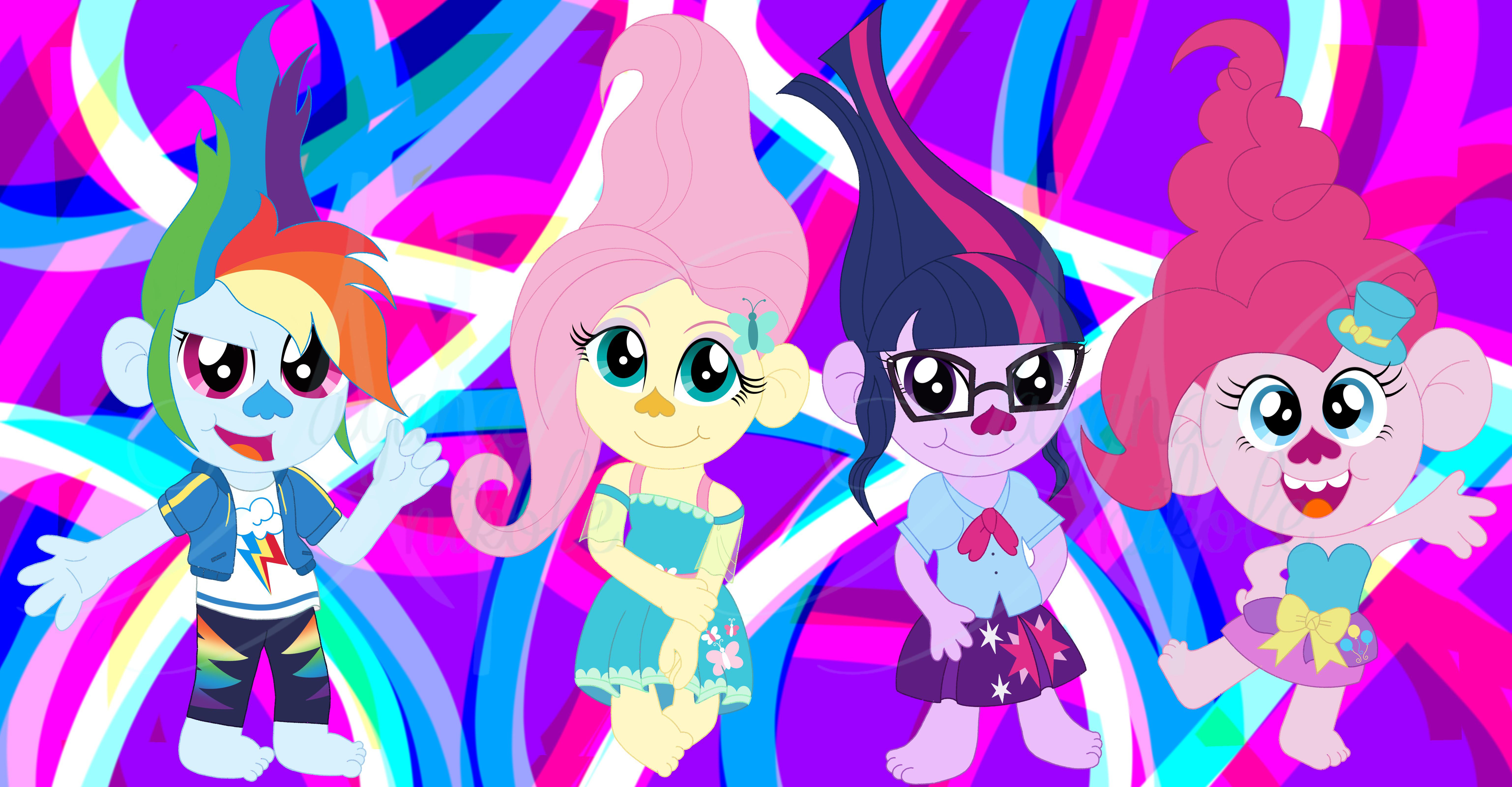 The gang so far.... I ended up redrawing Rainbow Dash because the others came out more pony-like ...