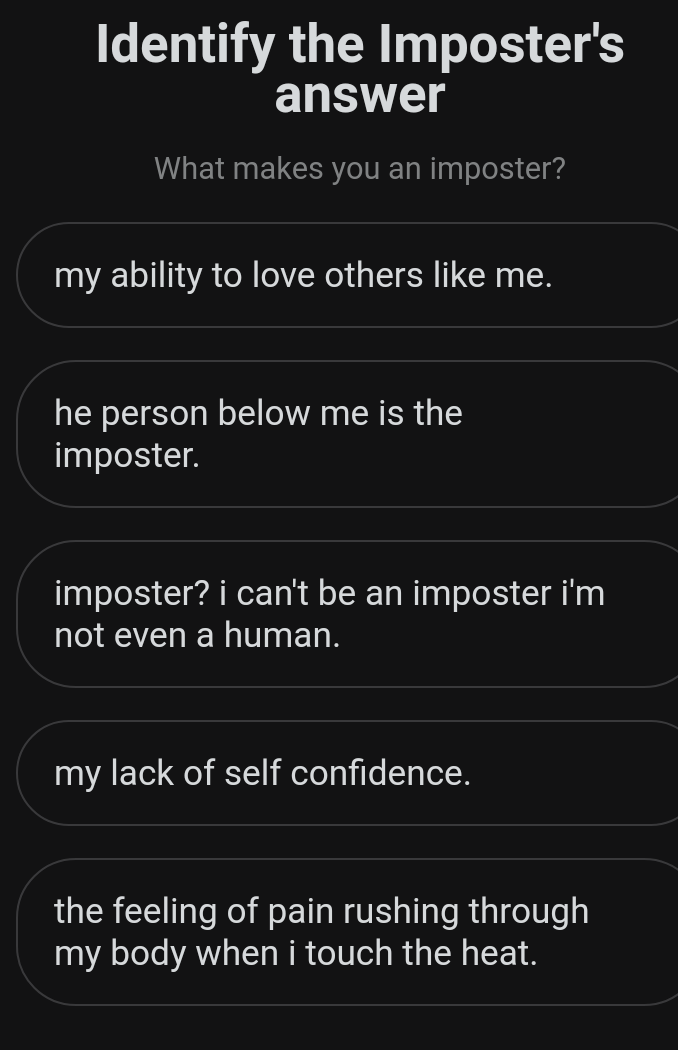 The imposter is so bored it is arguing itself | Scrolller