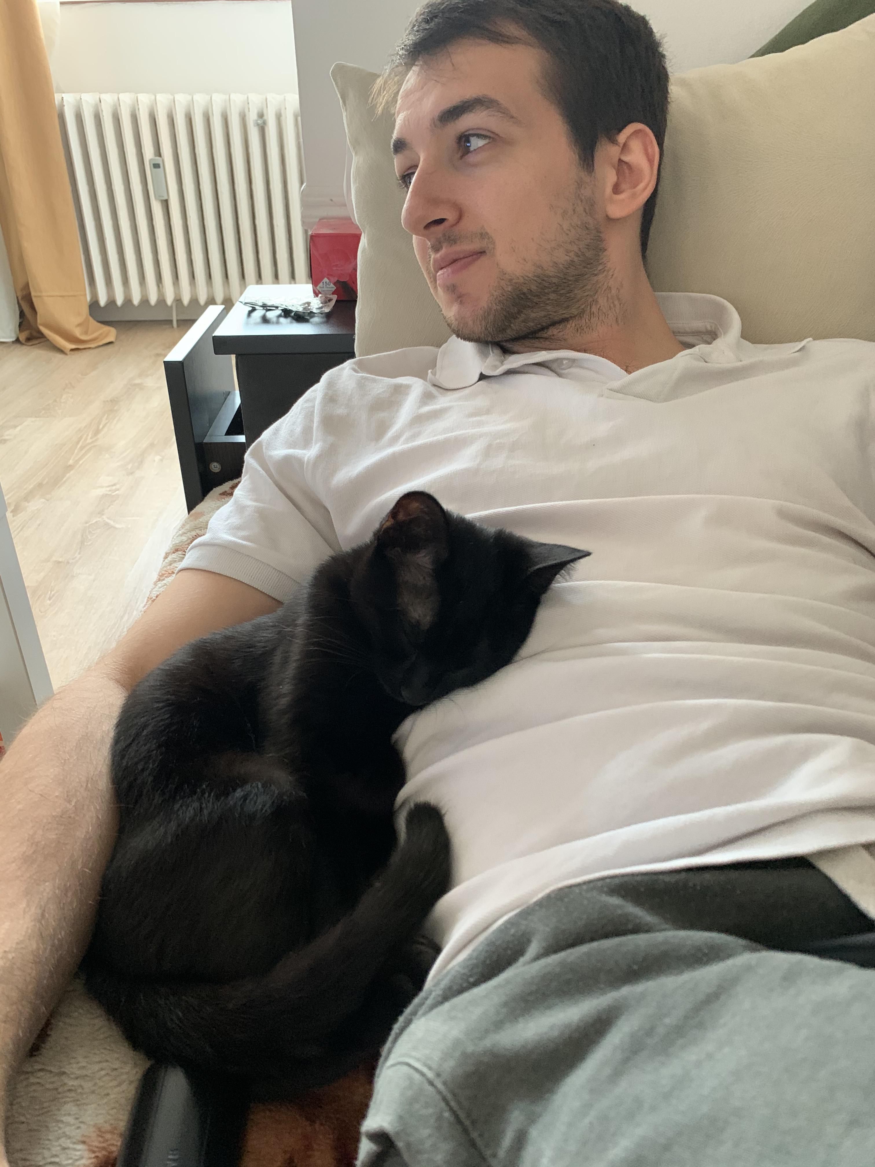 The kitty chose him as the official cuddles receiver | Scrolller