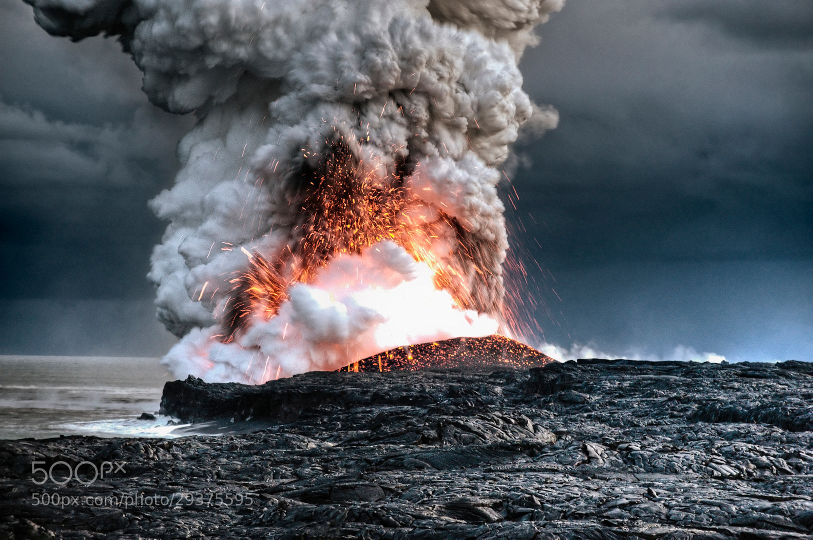 "The lava flowing into the sea was producing a gigantic plume of ...