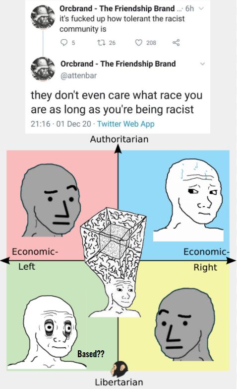The quadrants react to radical centrist racism | Scrolller