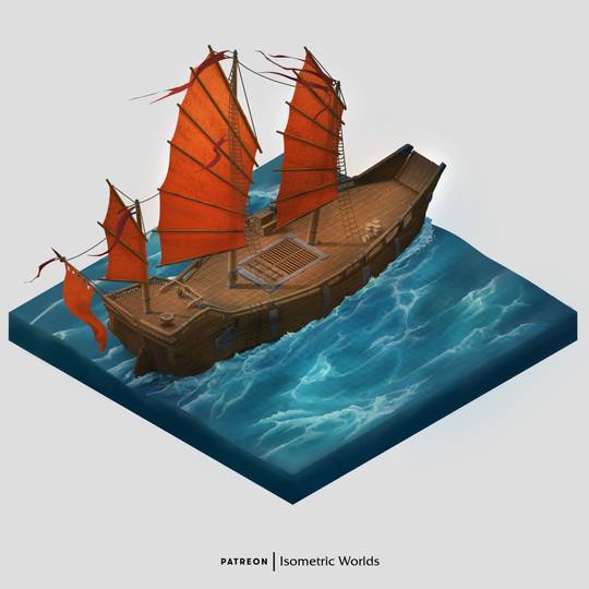 Set Sail on the Red Dragon by Isometric Worlds [Art] | Scrolller