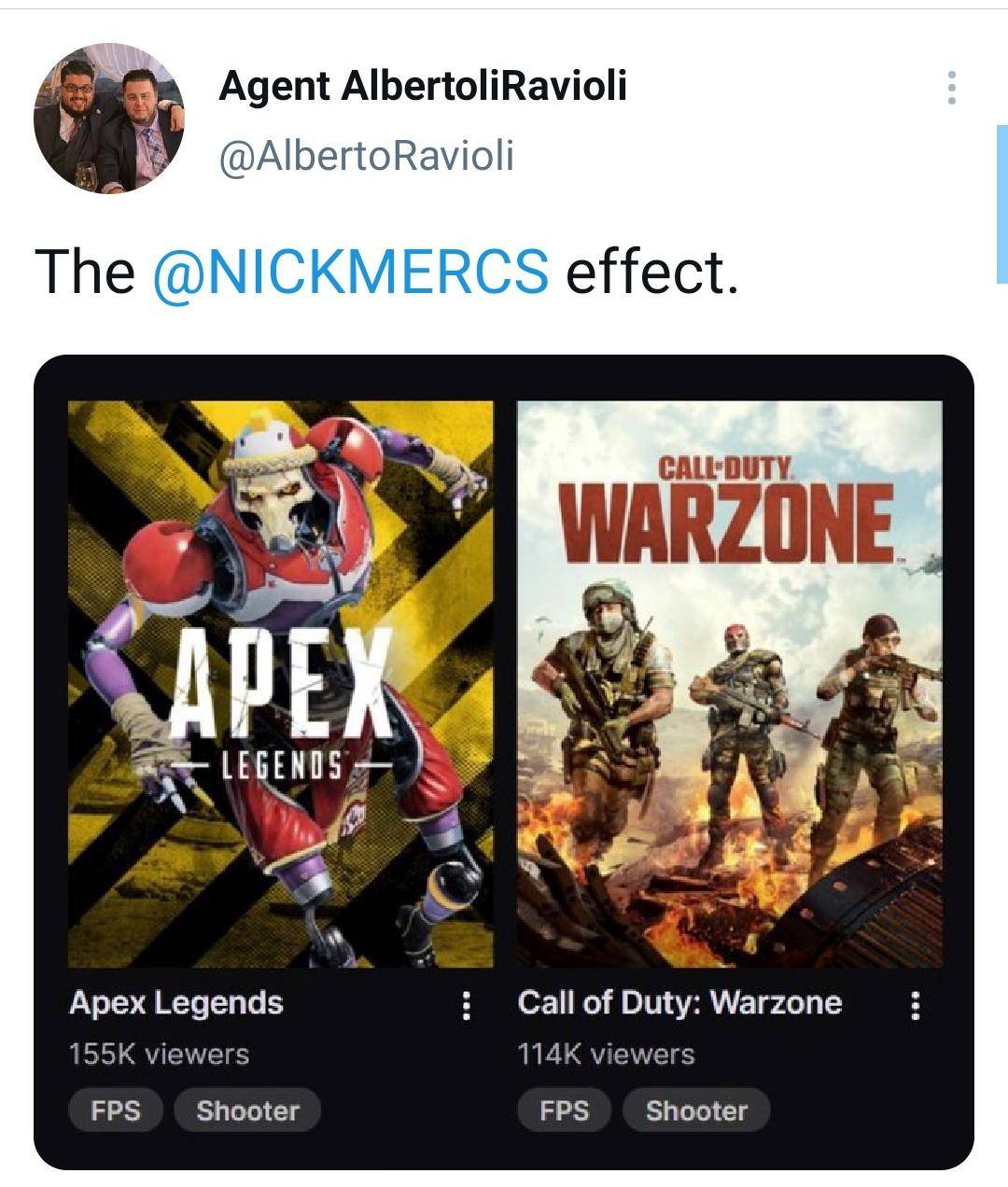 The result of all the biggest Warzone steamers switching to Apex | Scrolller