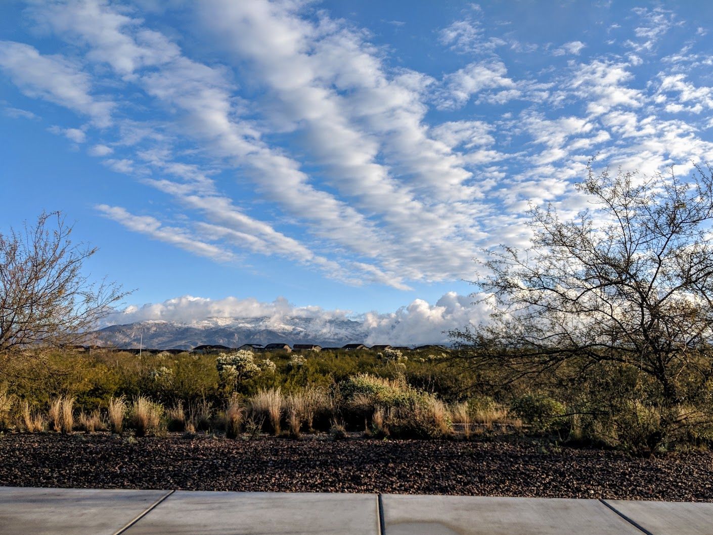 The Rincons covered in snow and clouds this morning. Tucson always looks great dressed in white ...