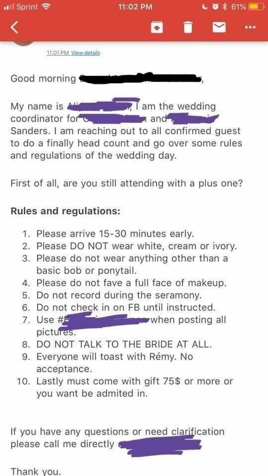 The tackiest wedding rules | Scrolller