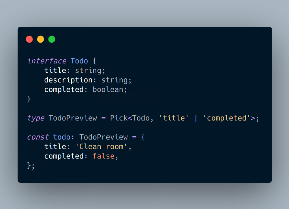 The Typescript Pick utility type! It constructs a type by explicitly picking props from another ...