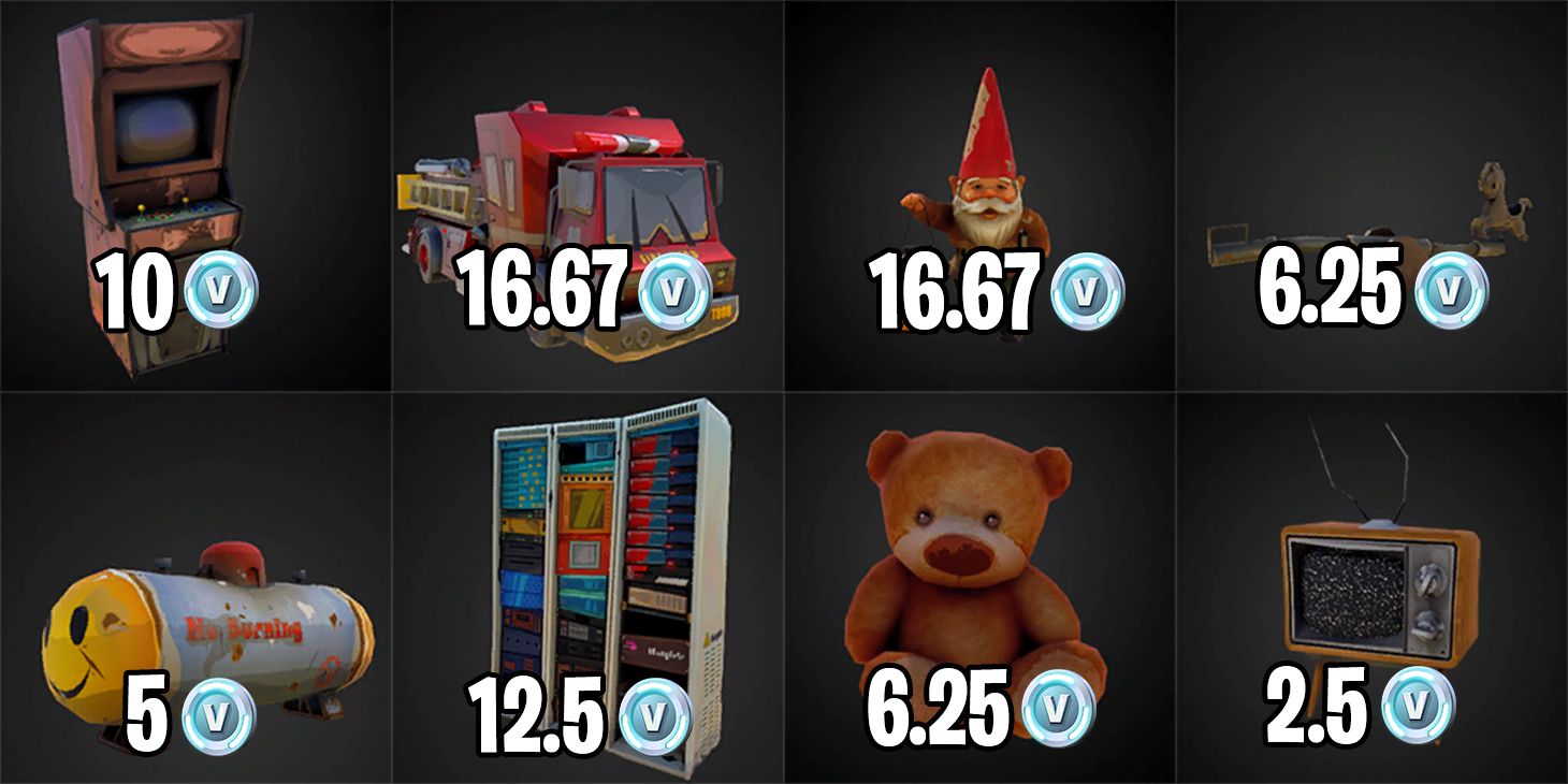 The value of objects, based on their V-Buck rewards | Scrolller