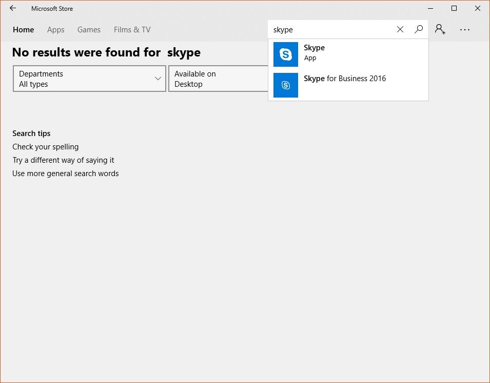 The wonders of Microsoft Store - Skype doesn't show up on search results page but only as a pop ...