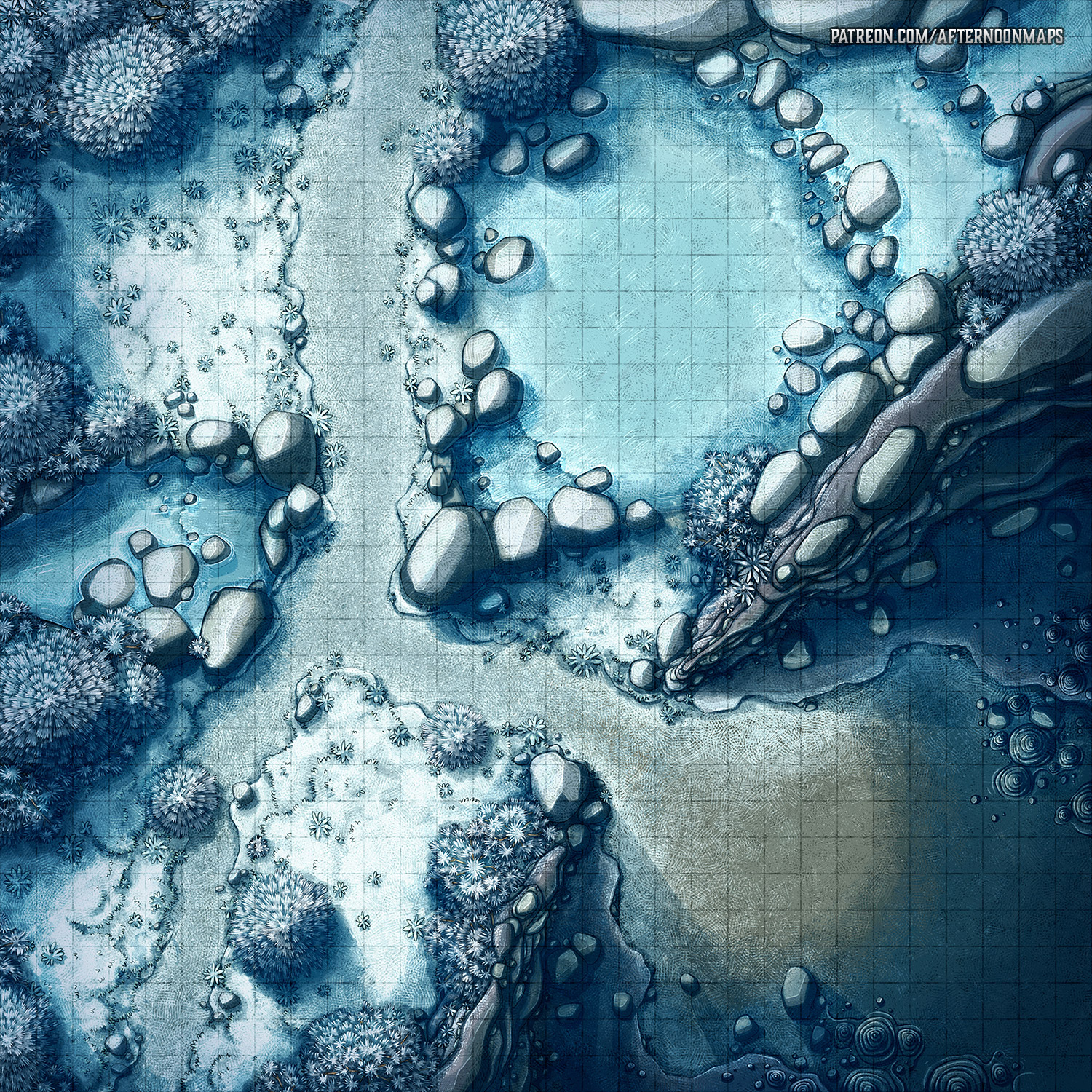 The Yeti's Cave - Winter Encounter Battle Map (30x30) | Scrolller