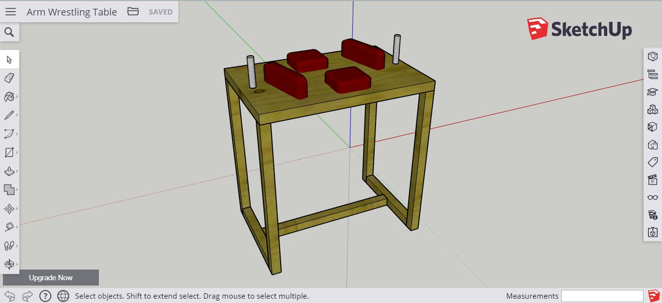 I built this 3D model of an arm wrestling table in Sketchup. | Scrolller