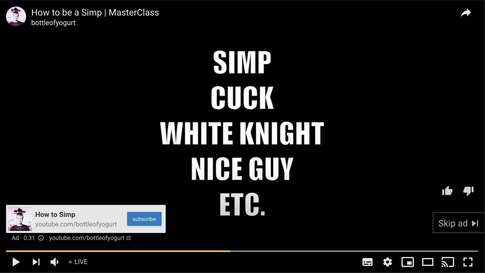 There's a masterclass on how to simp, and it's a professionally made ad on YouTube | Scrolller