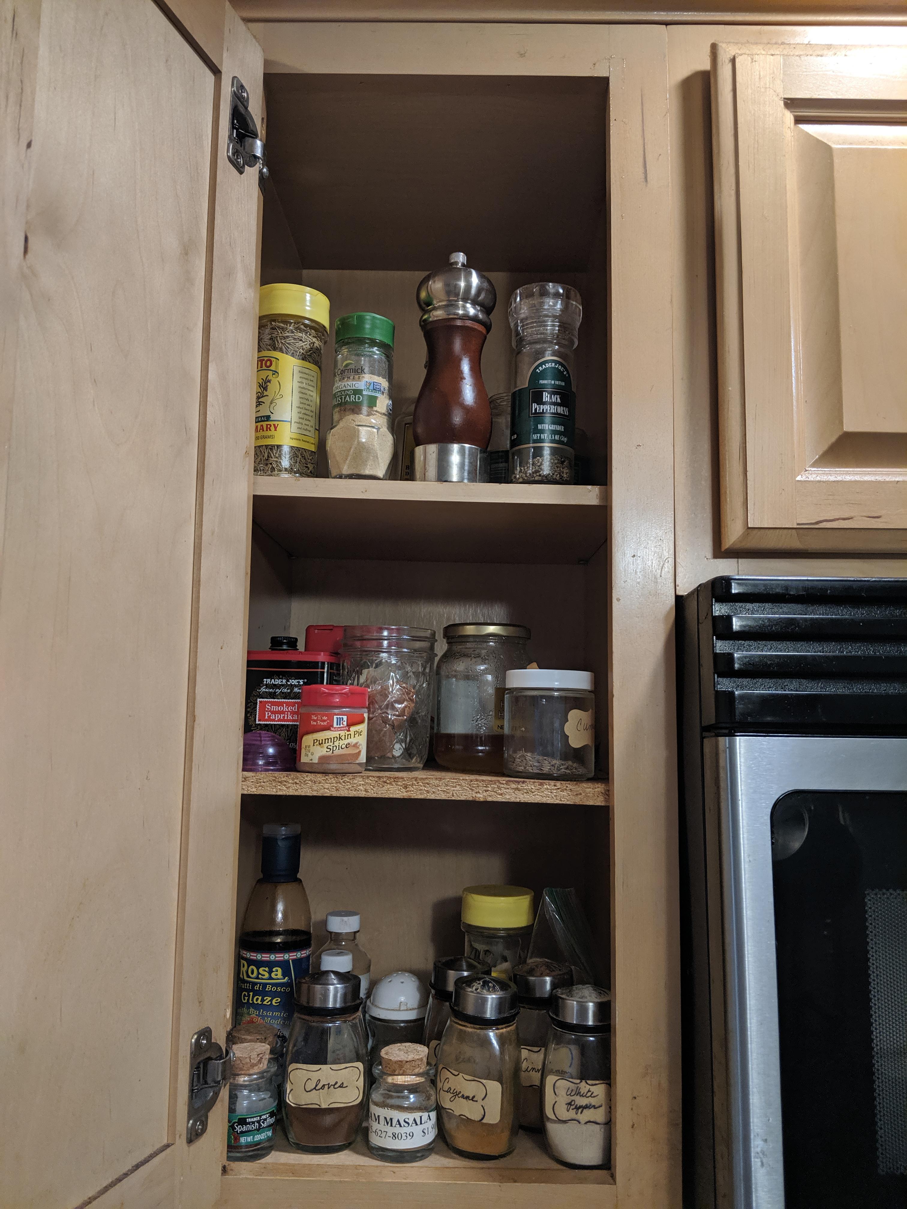Thin Spice Cabinet ideas? Depth about 10 inches, width about 9, shelves can be easily removed ...