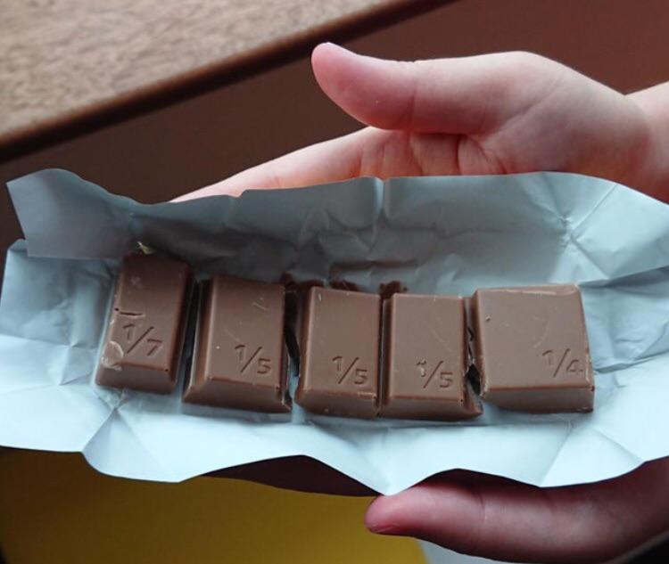 This chocolate bar divided into fractions | Scrolller