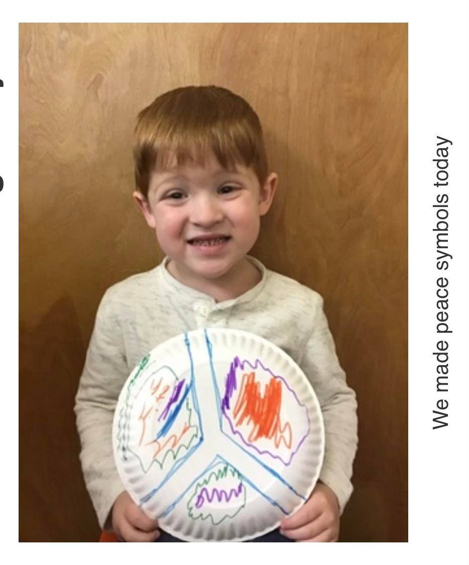This is my son after coloring his teachers “peace sign.” I think he’s ...