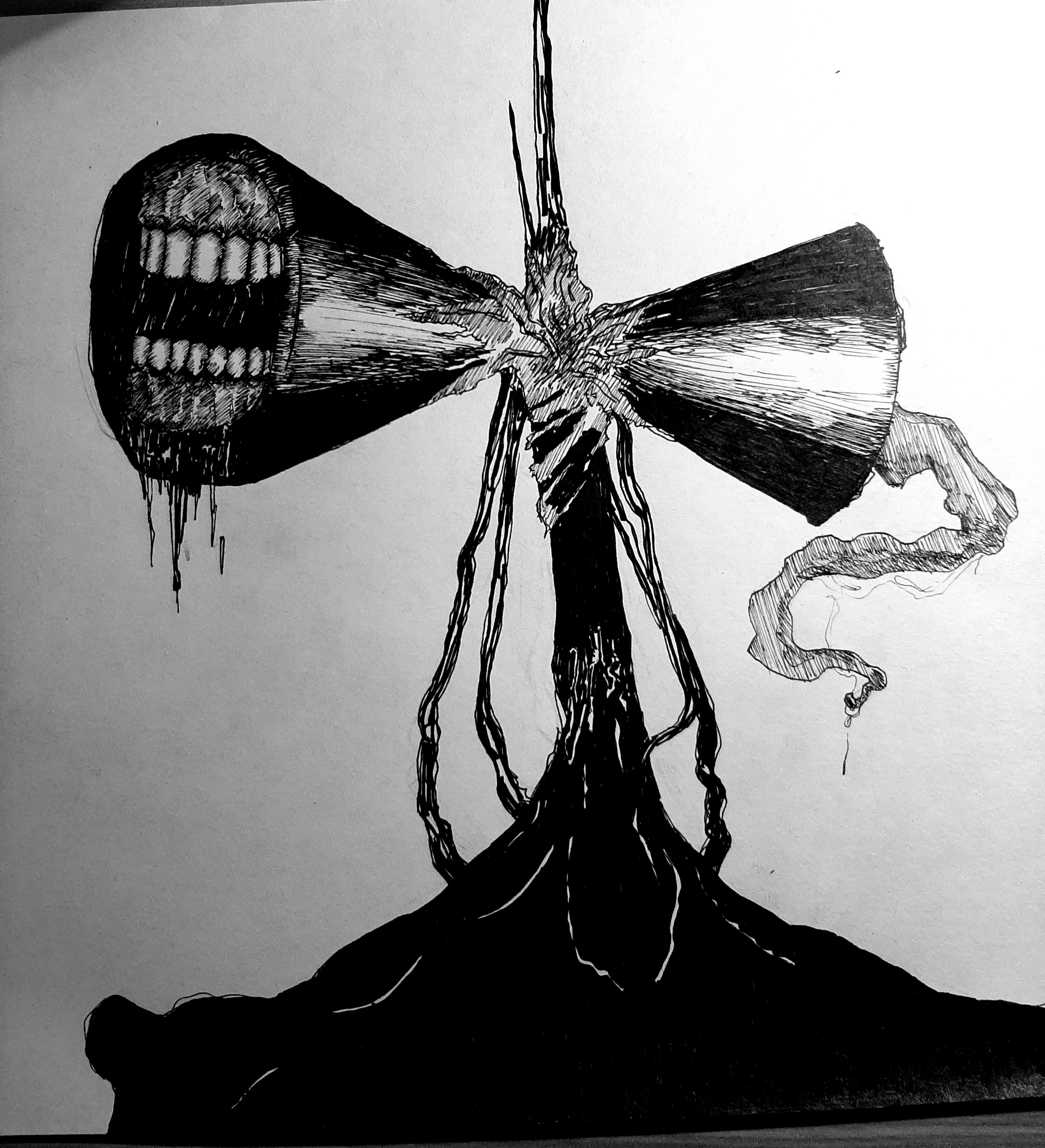 This is pretty old, but here have a Siren Head I drew. | Scrolller