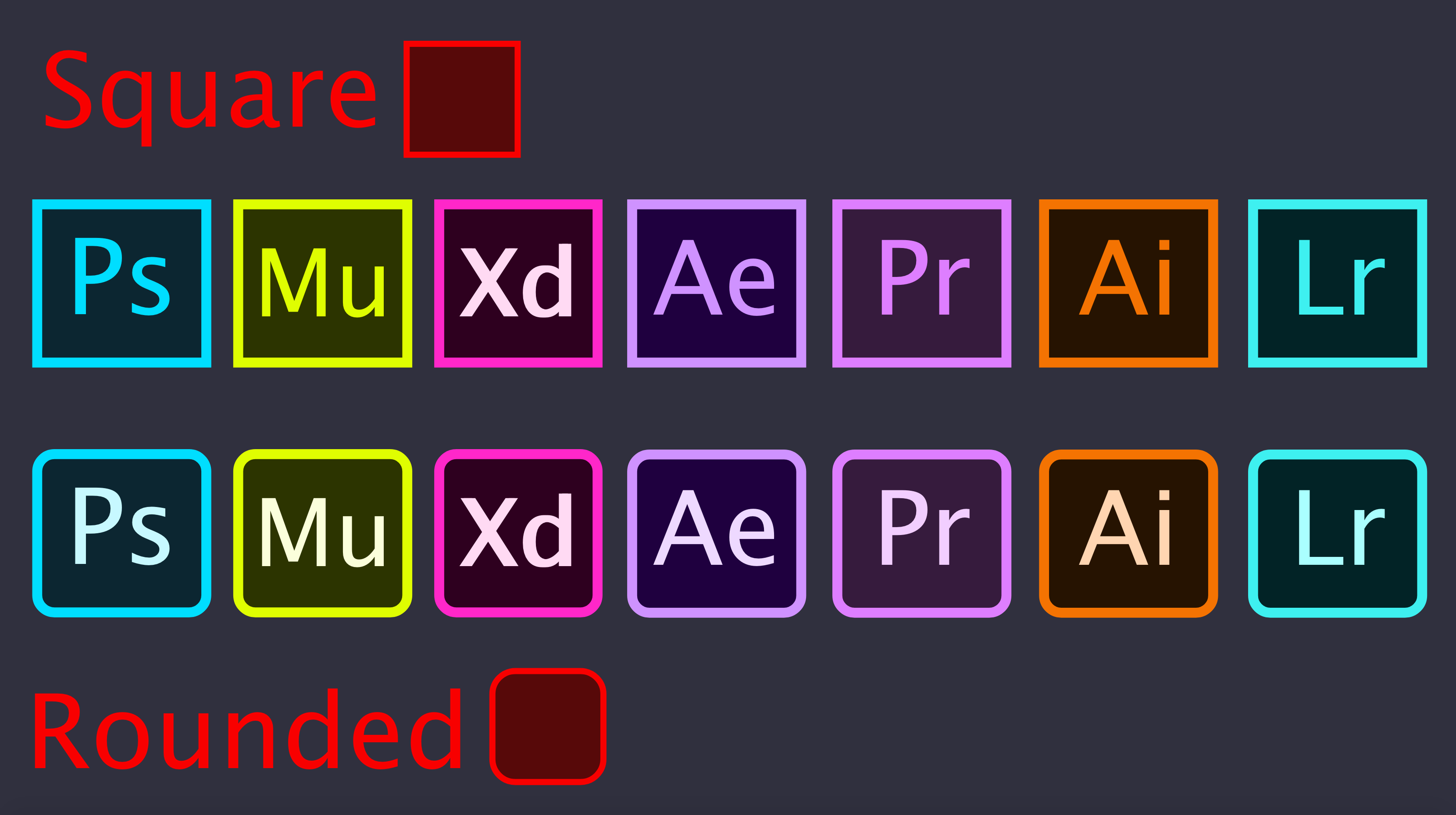 this is some app icons, what the rounded version looks like and the square version looks like ...