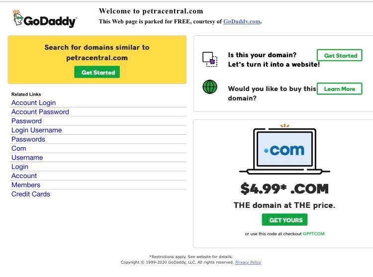 This is the first time anything has appeared on her URL in six months. The domain is “parked ...