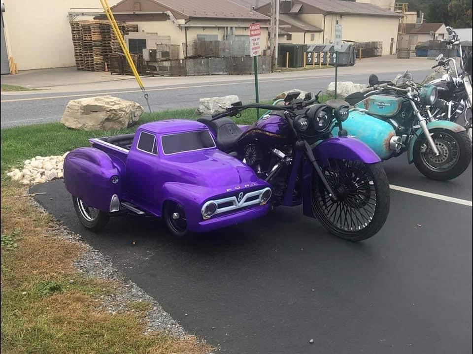 This motorcycle and its Ford truck sidecar… | Scrolller