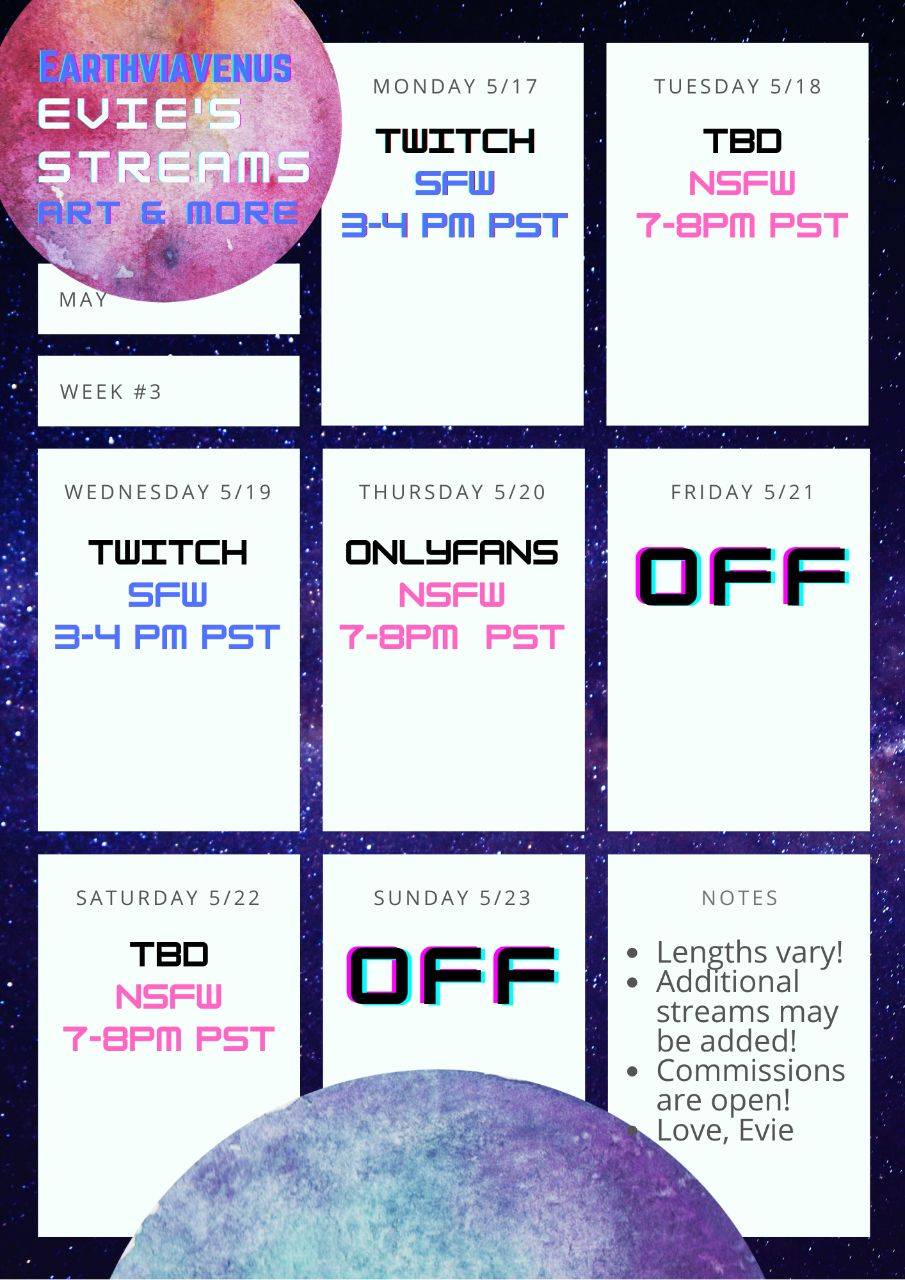 This week's schedule! 💫 Where should I stream on Tuesday and Saturday? | Scrolller