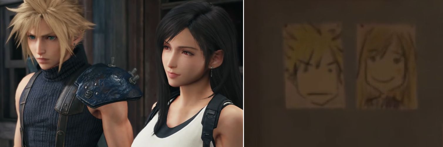 Tifa x Cloud from Remake and how them draw Marlene and Denzel in AC movie 😍 They are already ...