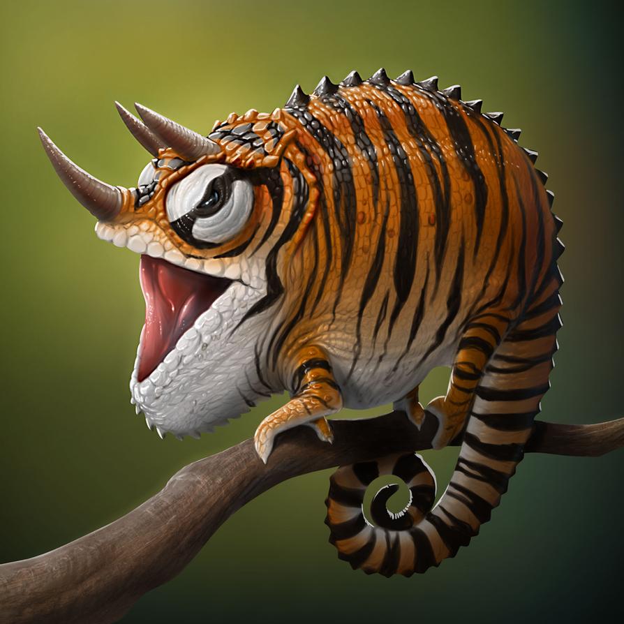 Tiger Chameleon by Darkodev/Darko Vucenik (x-post r/imaginaryhybrids) | Scrolller