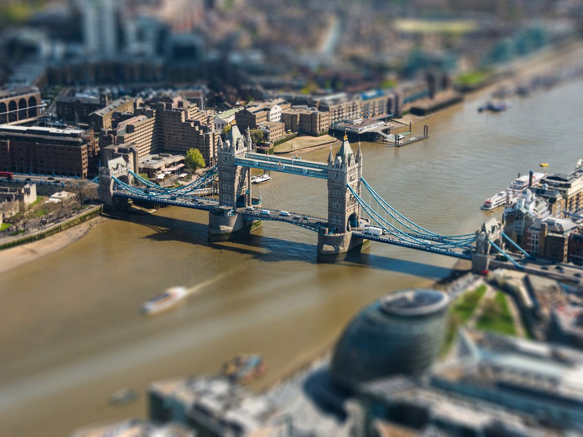 Tilt-shift photograph of Tower Bridge, London | Scrolller
