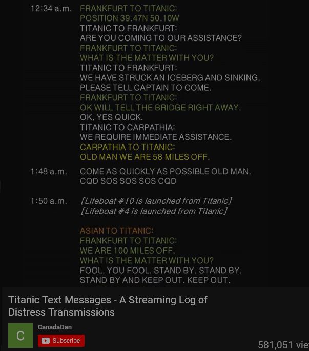 Titanic's conversation with the Frankfurt were a bit frustrating. Here are some snippets (this ...