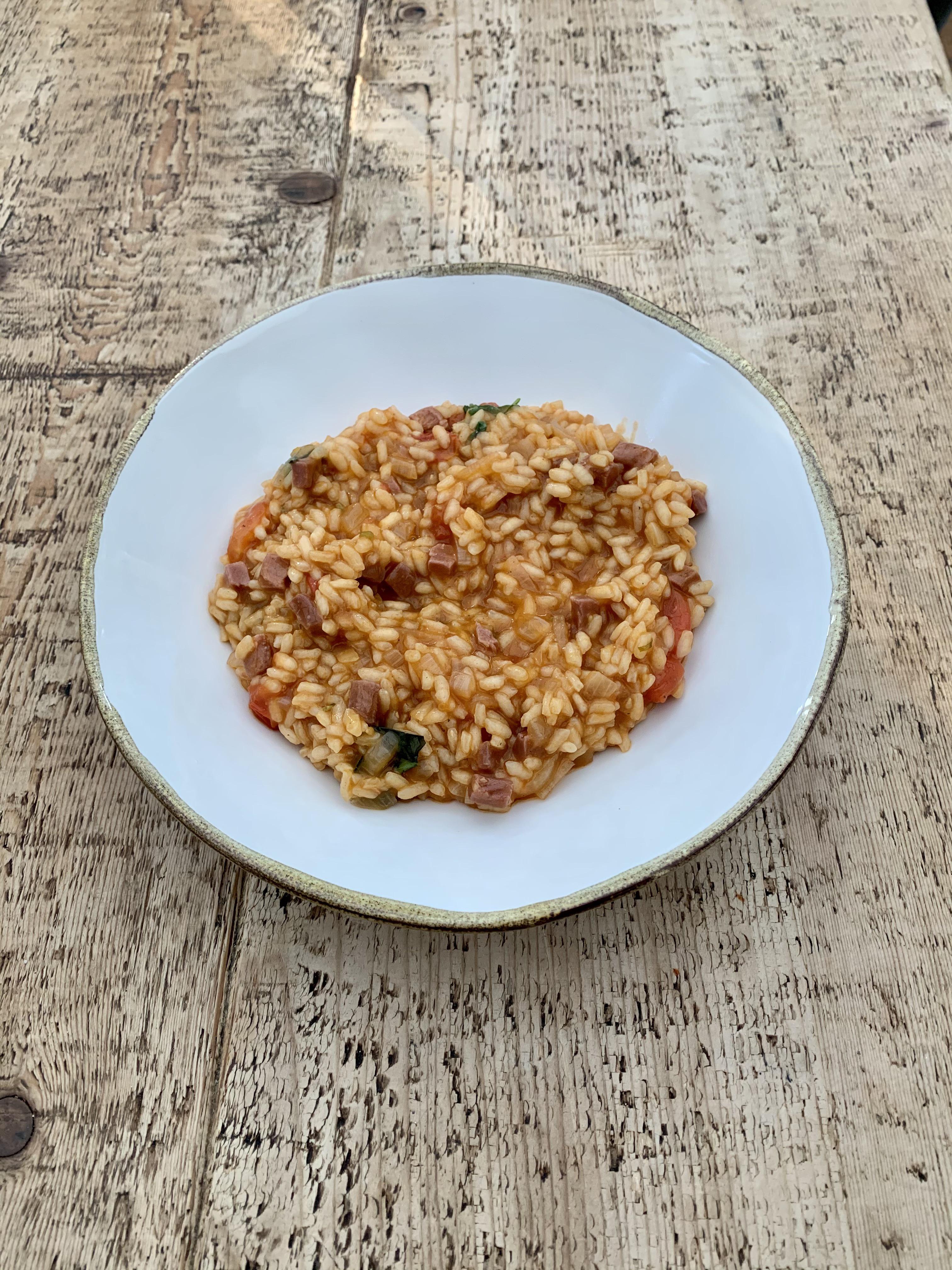 Tomato, basil and ‘bacon’ risotto | Scrolller