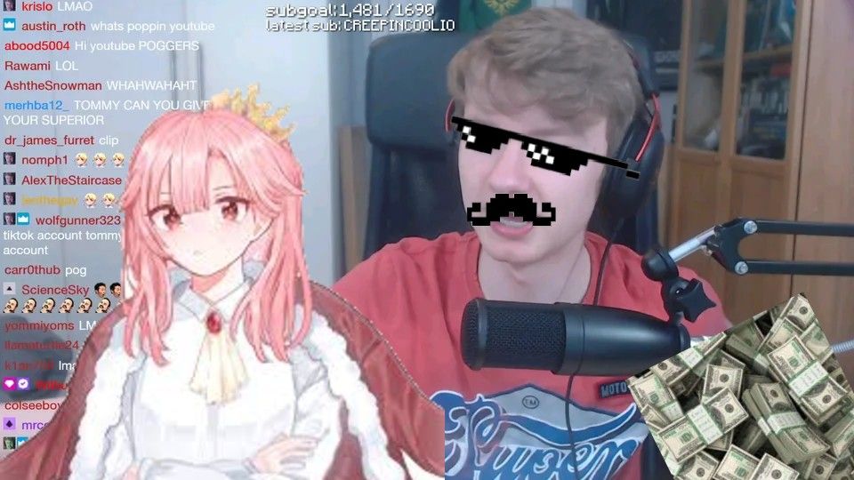 Tommyinnit After Putting Technoblade In His Thumbnail (That is technoblade as a amine girl btw ...