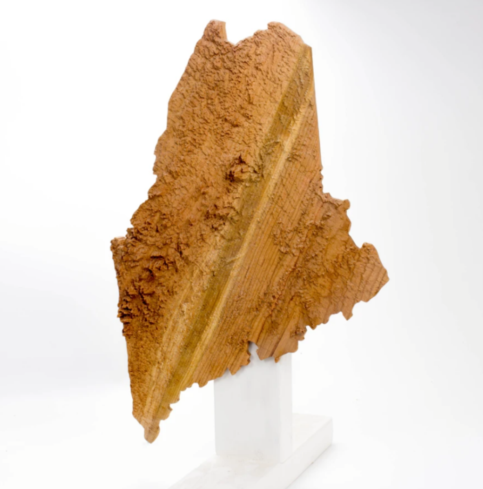 Topographic map of Maine, carved in wood | Scrolller