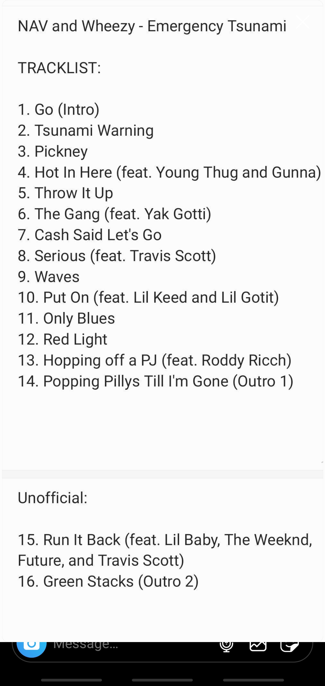 Tracklist | Scrolller